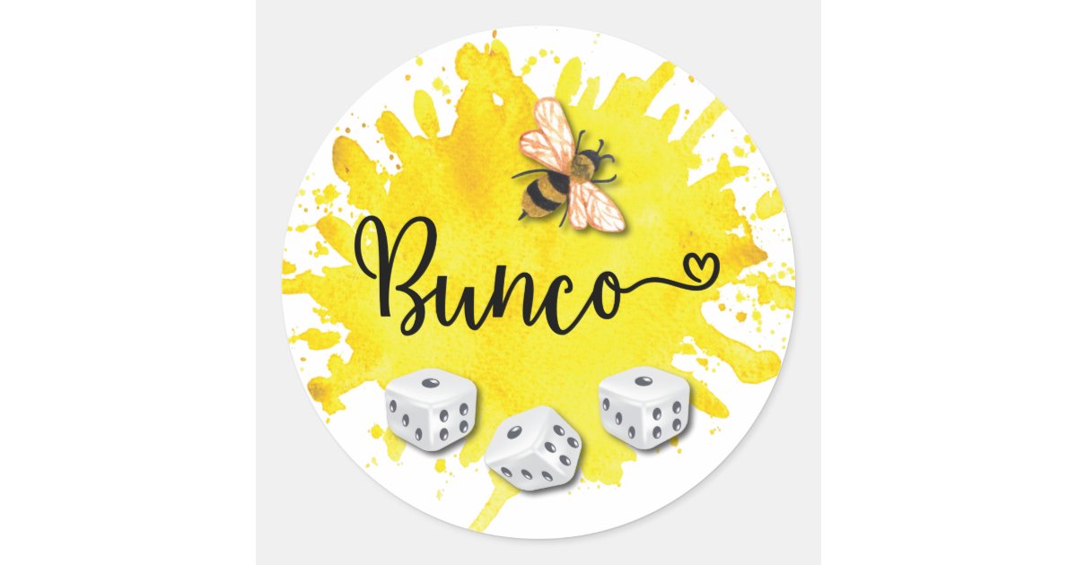 Bunco Bee Dice Classic Round Sticker | Zazzle