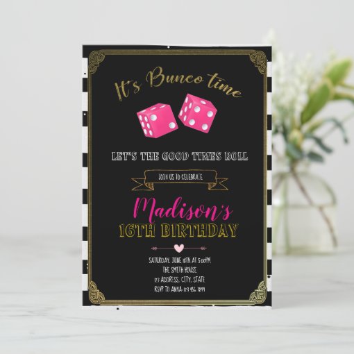 Bunco birthday party invitation | Zazzle