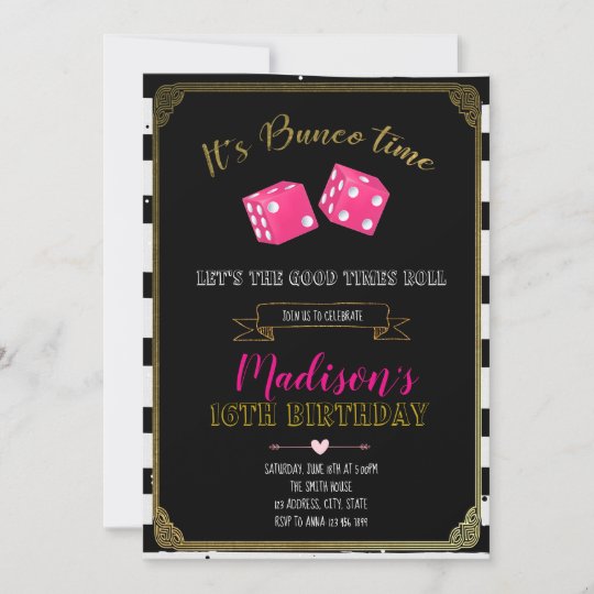 Bunco birthday party invitation | Zazzle.com
