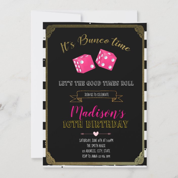 Bunco birthday party invitation | Zazzle.com