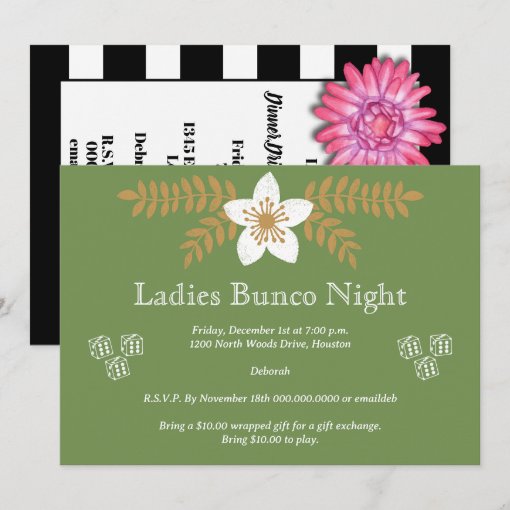 Bunco Bunko December Holiday Party Invitation | Zazzle