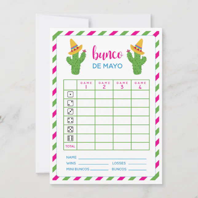 Bunco De Mayo May Cinco De Mayo Bunco Card | Zazzle
