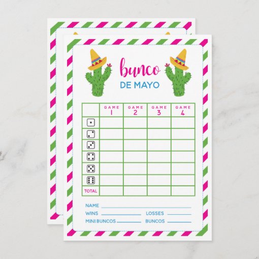 Bunco De Mayo May Cinco De Mayo Bunco Card | Zazzle