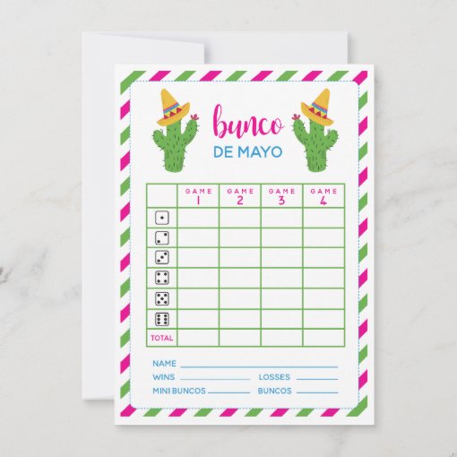 Bunco De Mayo May Cinco De Mayo Bunco Card | Zazzle
