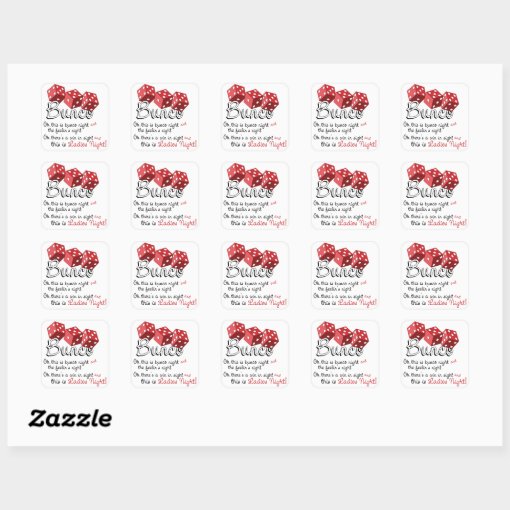 Bunco Dice Game Square Sticker | Zazzle