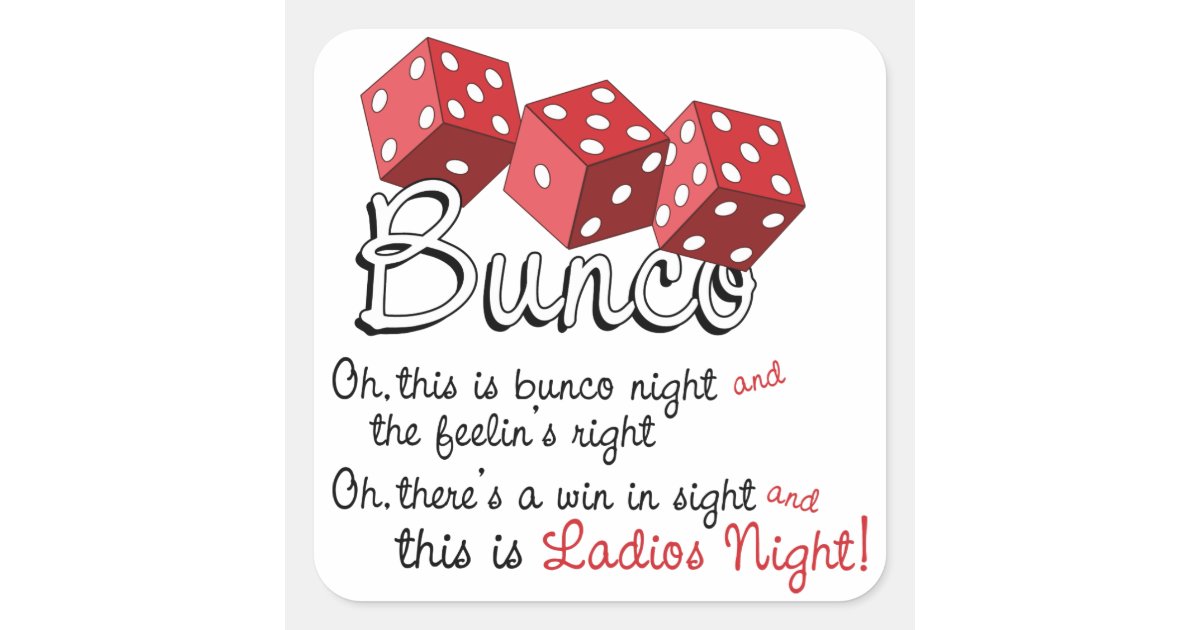 Bunco Dice Game Square Sticker | Zazzle