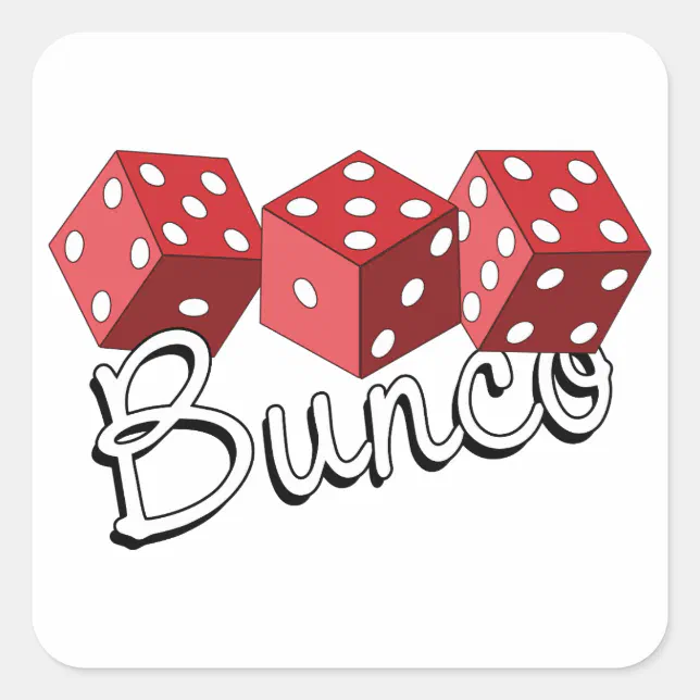 Bunco Dice Game Square Sticker | Zazzle