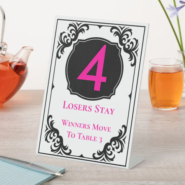 Bunco Elegant Pink Head Table Number Four Pedestal Sign | Zazzle