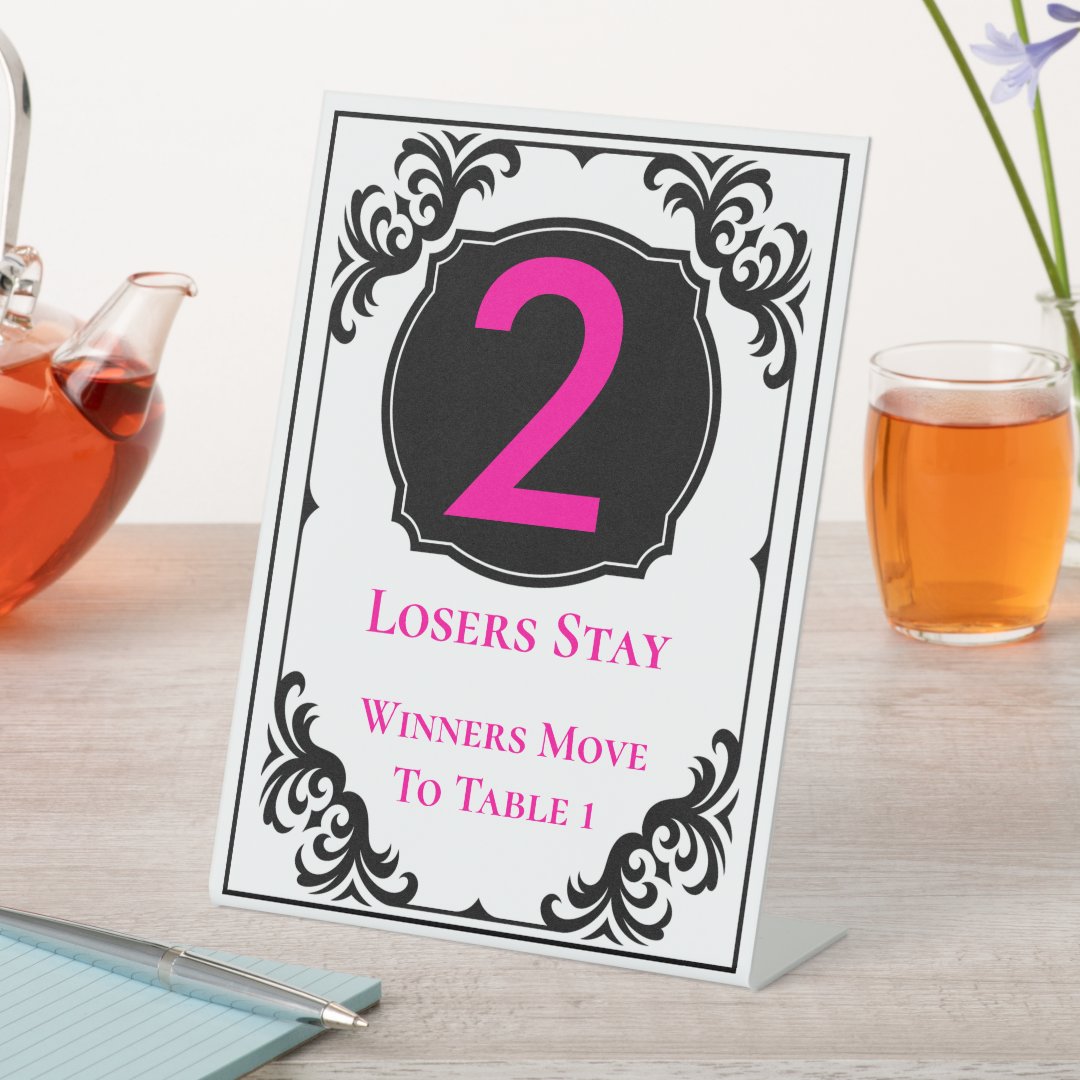 Bunco Elegant Pink Head Table Number Two Pedestal Sign | Zazzle