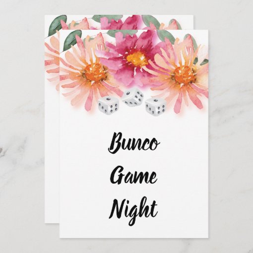 Bunco Floral Dice Game Party Invitation | Zazzle