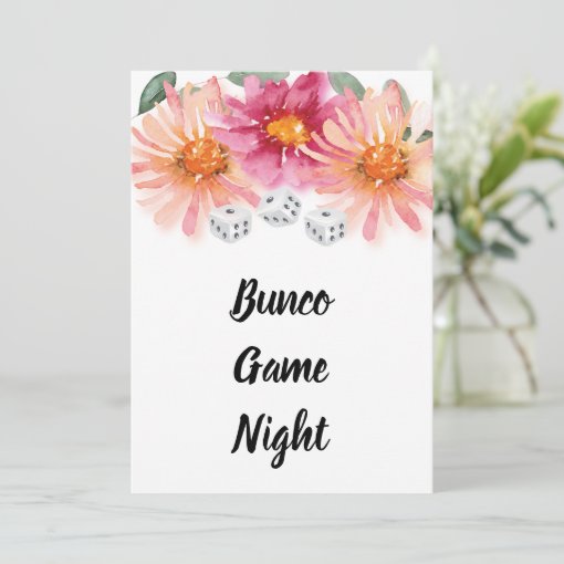 Bunco Floral Dice Game Party Invitation | Zazzle