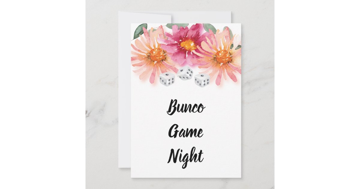 Bunco Floral Dice Game Party Invitation | Zazzle