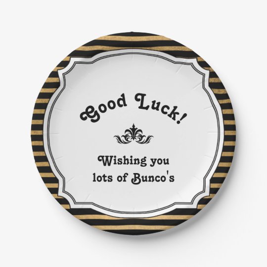 Bunco Good Luck Plate Black Gold Stripes | Zazzle.com