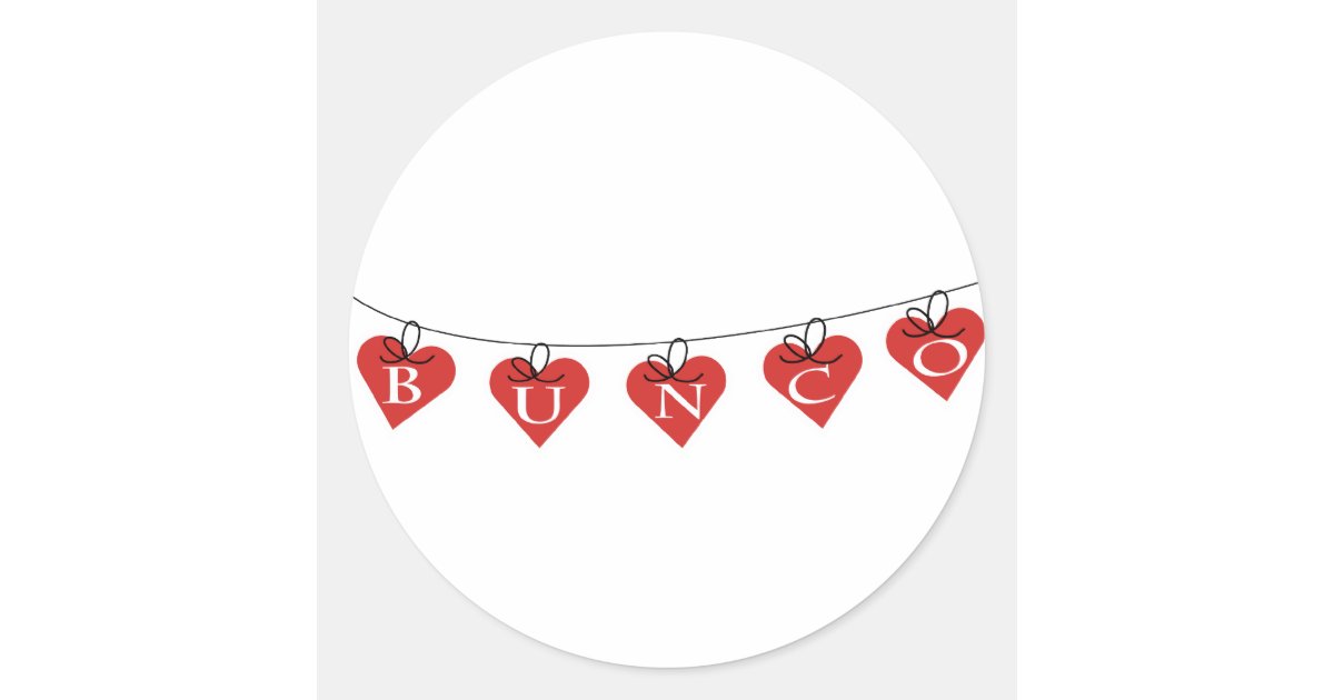 Bunco Heart Banner Classic Round Sticker | Zazzle