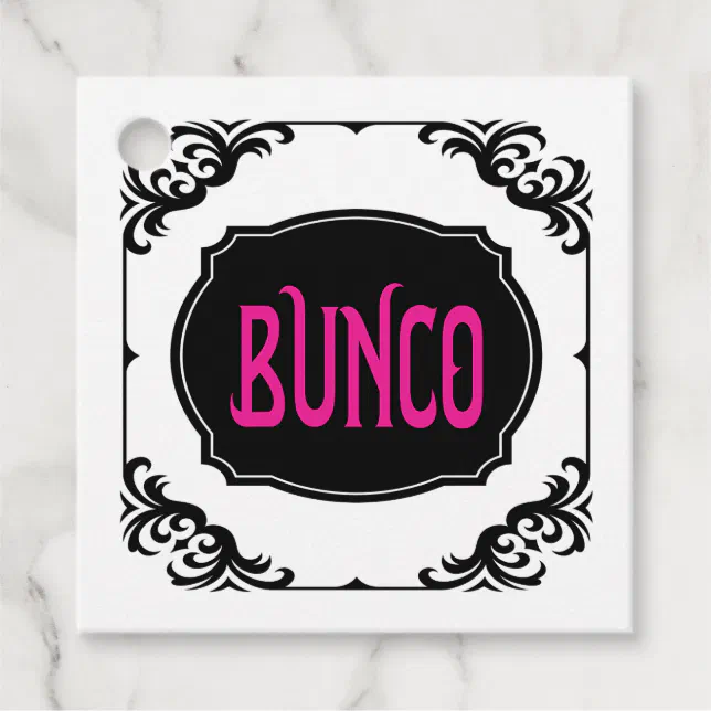 Bunco Party Prize Gift Pink Black Elegant Favor Tags | Zazzle