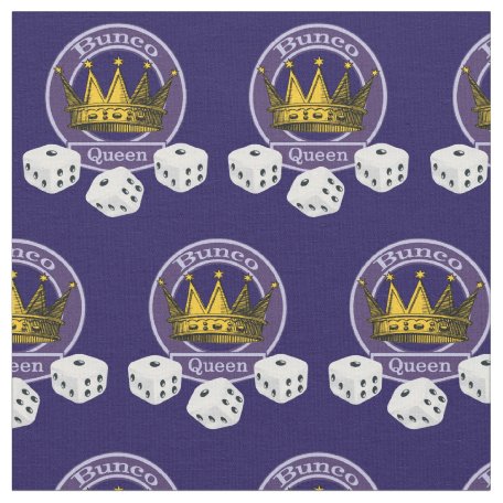 Bunco Queen Crown and Dice Ribbon Fabric | Zazzle