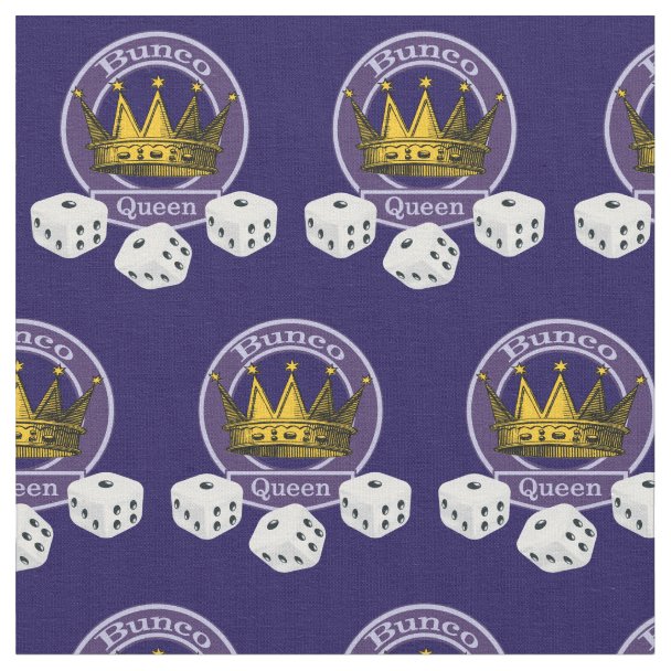 Bunco Queen Crown and Dice Ribbon Fabric | Zazzle