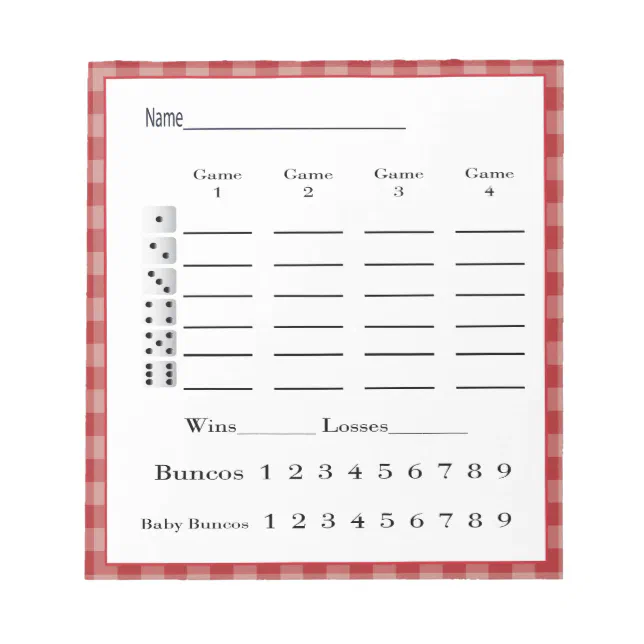 bunco score pad - red gingham western country | Zazzle