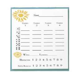 bunco score pad - sunflowers | Zazzle