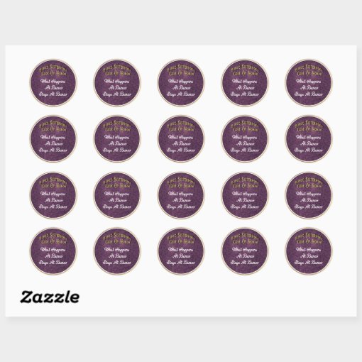 Bunco Sisterhood Code of Honor Purple Gold Classic Round Sticker | Zazzle