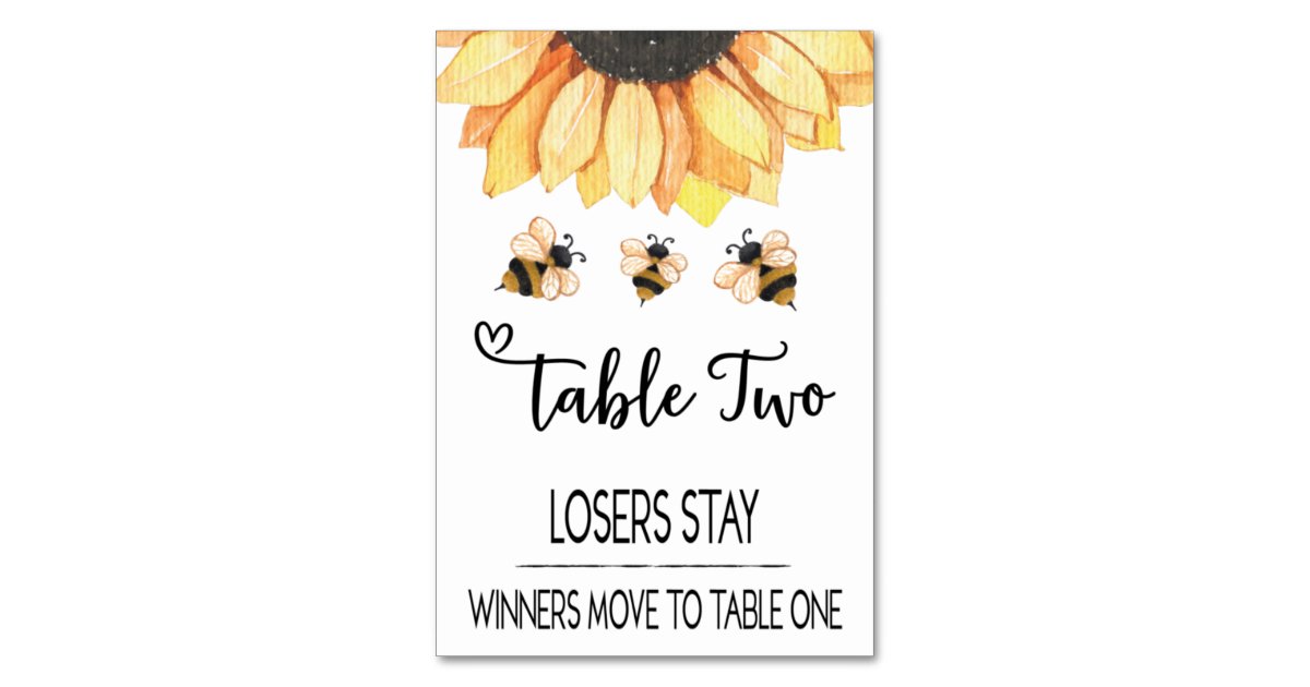 Bunco Sunflower Bee Table Card #2 | Zazzle