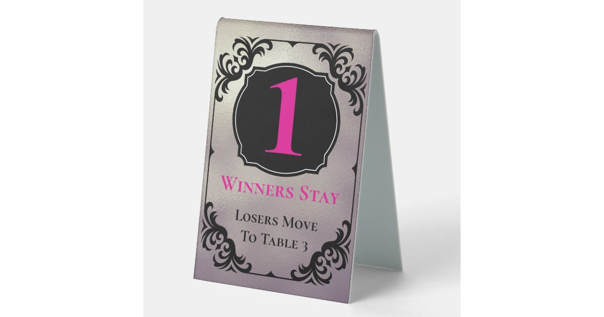 Bunco Table One Card Black Silver Elegant Table Tent | Zazzle