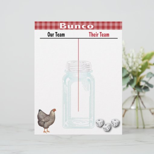 Bunco Tally Score Sheet Country Western Red Check | Zazzle