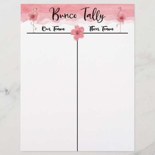 Bunco Tally Score Sheet Tropical Pink Flamingo Fun | Zazzle.com