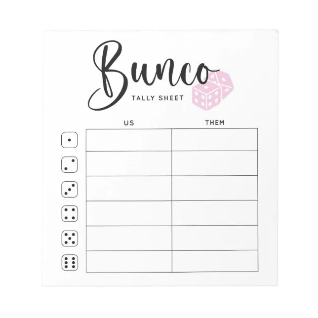 Bunco Tally Sheet Pad | Zazzle