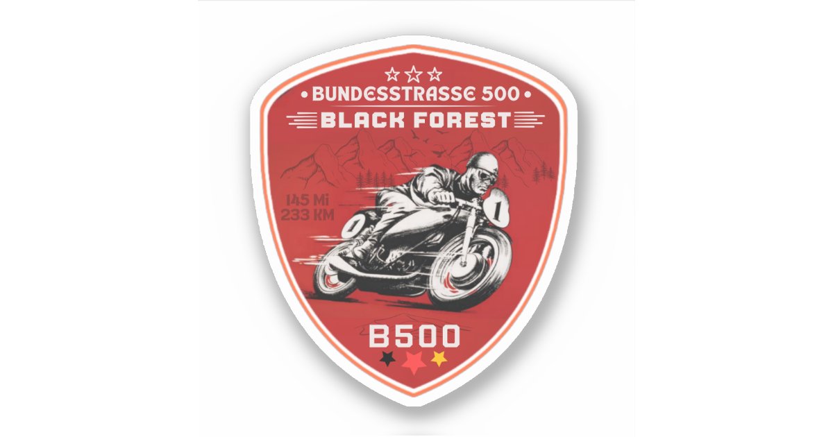 bundesstrasse 500, black forest german way b500 sticker | Zazzle