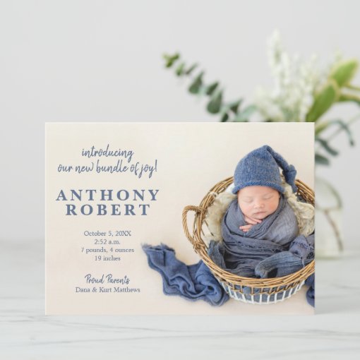 Bundle of Joy Baby Photo Birth Announcements | Zazzle