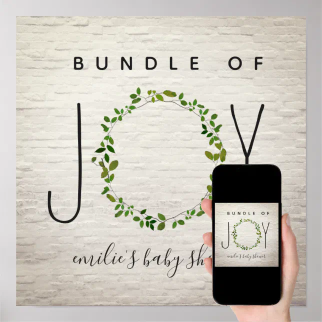 Bundle Of Joy Green Wreath Brick Baby Shower Poster | Zazzle