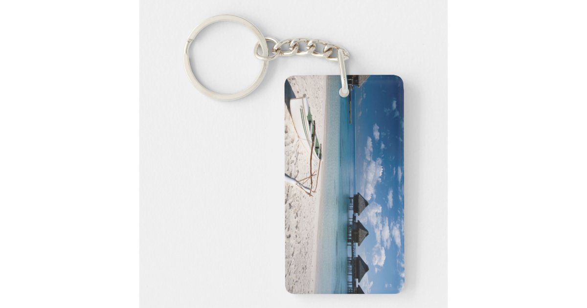 Bungalows from beach Motu Toopua Keychain | Zazzle