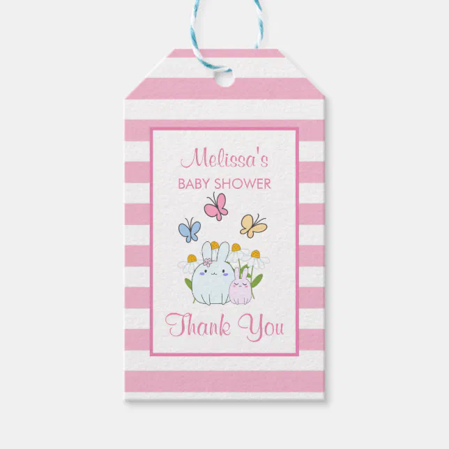 Bunnies, Butterflies & Daisies Baby Shower Gift Tags | Zazzle