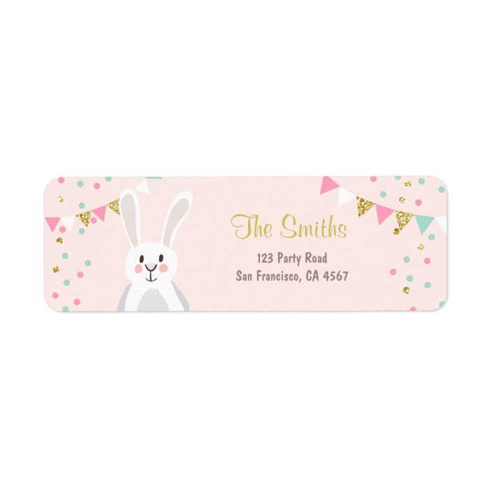 Bunny Address Labels Spring Pink Gold Easter | Zazzle