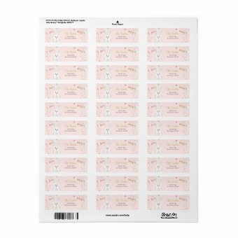 Bunny Address Labels Spring Pink Gold Easter | Zazzle