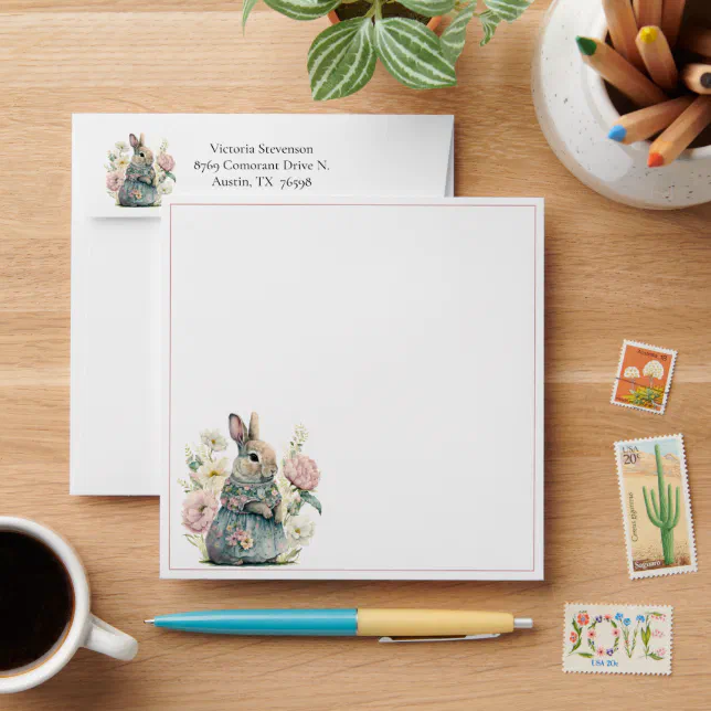 Bunny Baby Girl Shower Invitation Envelope | Zazzle