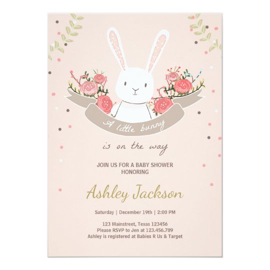 Bunny Baby Shower invitation Rabbit Spring Floral | Zazzle.com