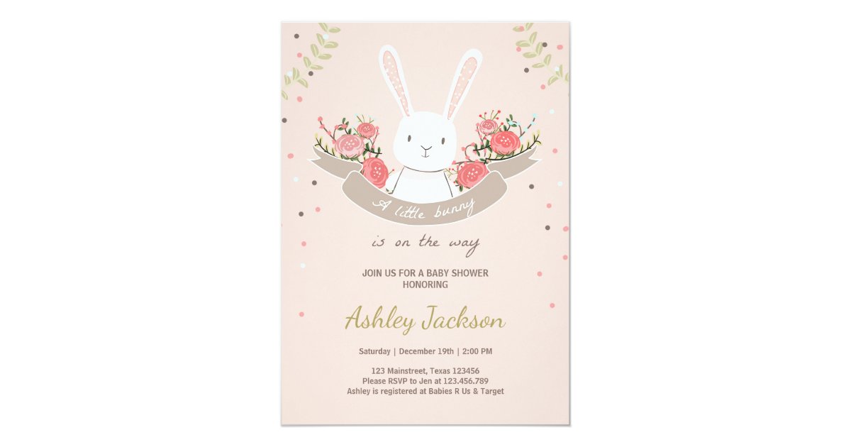 Bunny Baby Shower invitation Rabbit Spring Floral | Zazzle.com