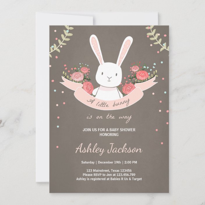 Bunny Baby Shower invitation Rabbit Spring Floral | Zazzle