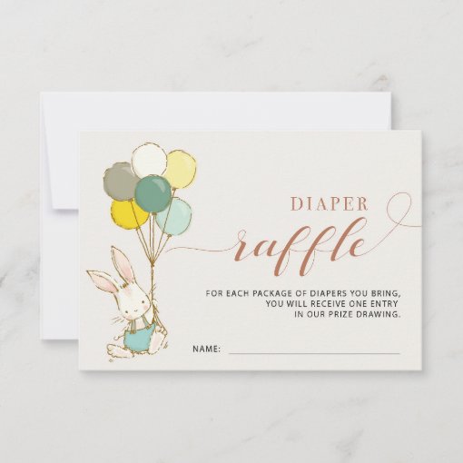 Bunny Balloons Diaper Raffle Card | Zazzle
