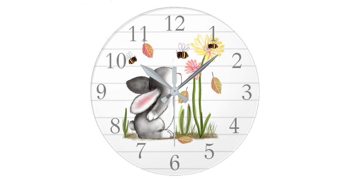 Bunny Bees Nursery Decor Wall Clock | Zazzle.com