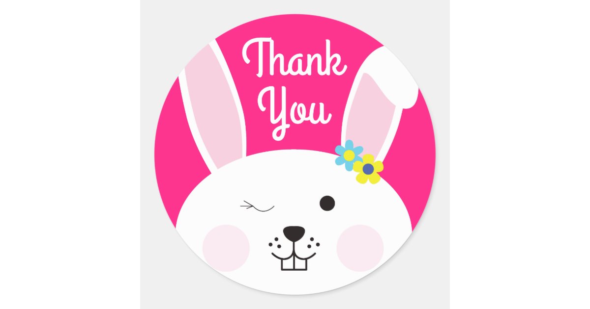 Bunny Birthday Cute Kid's Rabbit Party Classic Round Sticker | Zazzle