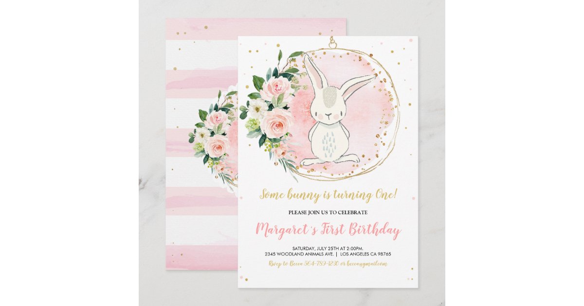 Bunny Birthday Invitation | Zazzle