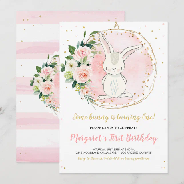 Bunny Birthday Invitation | Zazzle
