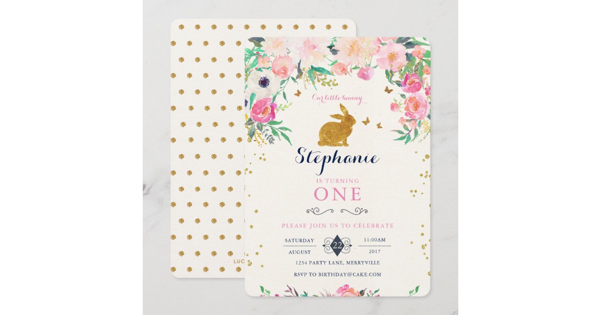 Bunny Birthday Invitation | Zazzle