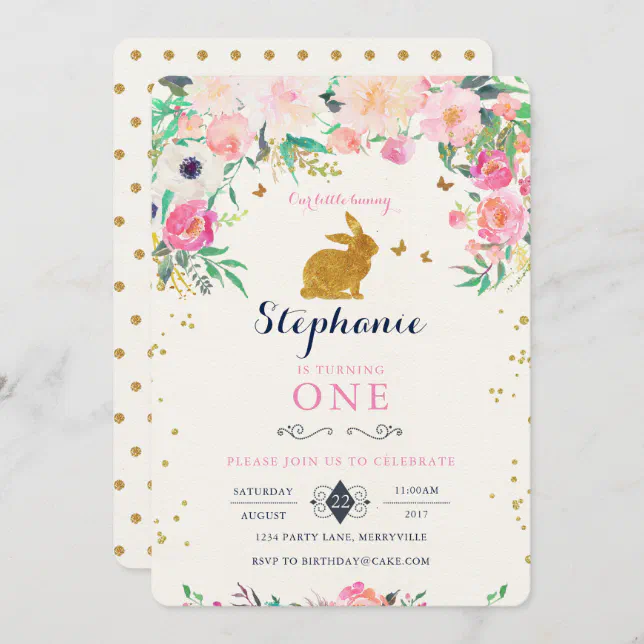 Bunny Birthday Invitation | Zazzle