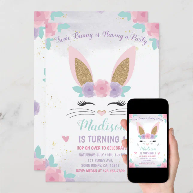 Bunny Birthday Invitation, Bunny Birthday Invitation | Zazzle