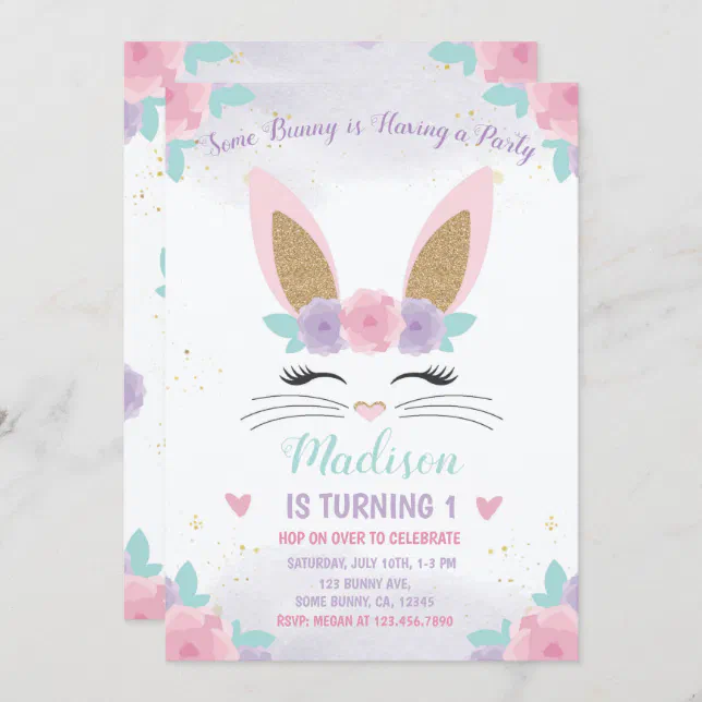 Bunny Birthday Invitation, Bunny Birthday Invitation | Zazzle