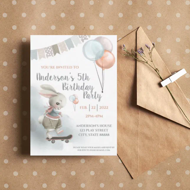 Bunny Birthday Party Invitation | Zazzle